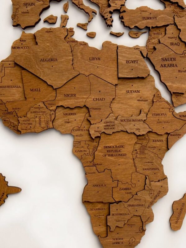 Premium Luxury 3D Wooden World Map – Walnut - Map of Wood