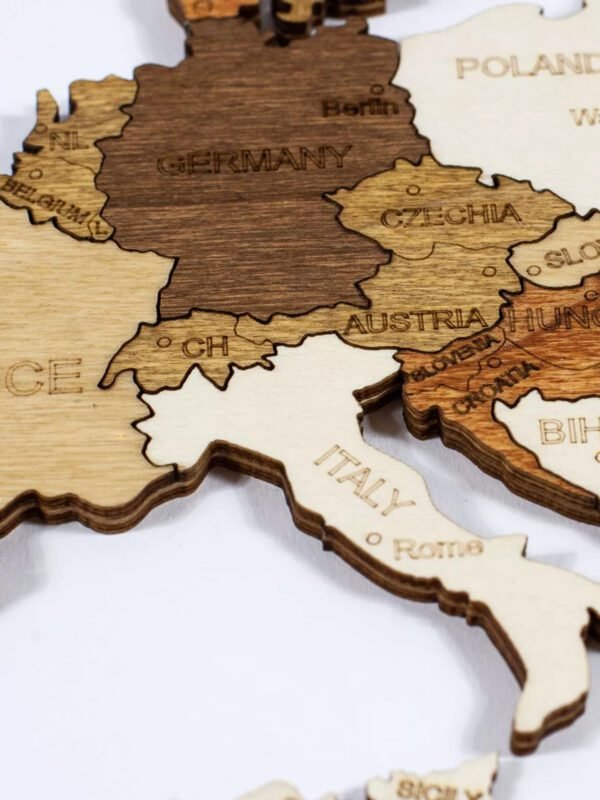 Premium 2D Wooden World Map - Map of Wood