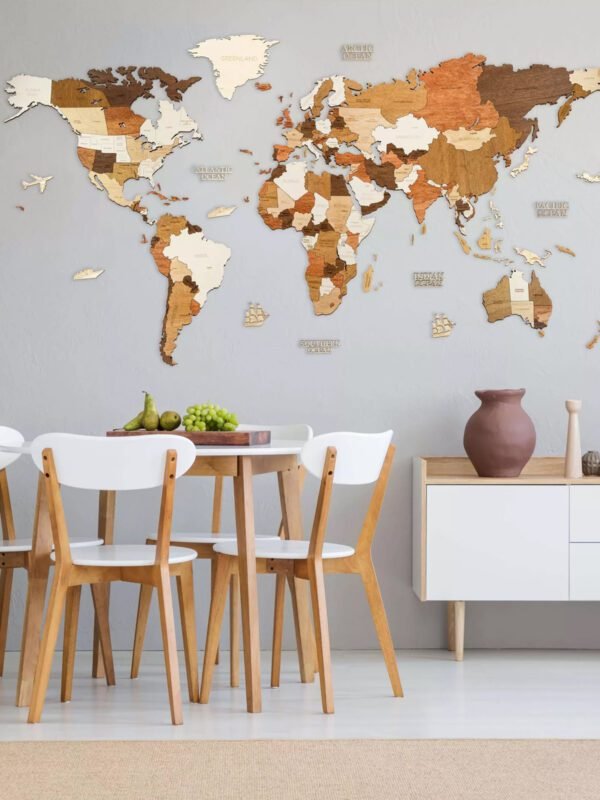 Premium 2D Wooden World Map - Map of Wood