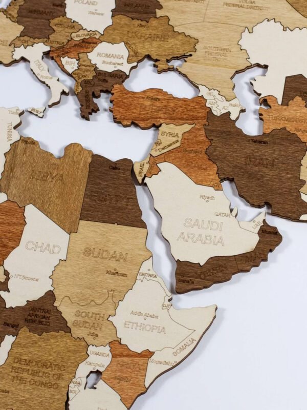 Mapa del mundo de madera 2D prémium - Map of Wood